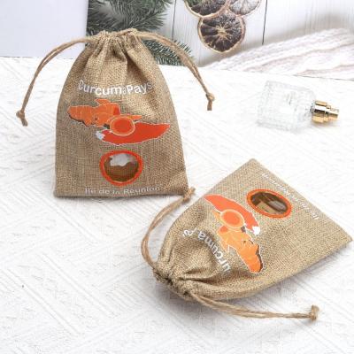 China Custom Jute Gift Bag Christmas Wedding Party Favor Burlap Drawstring Bag for sale