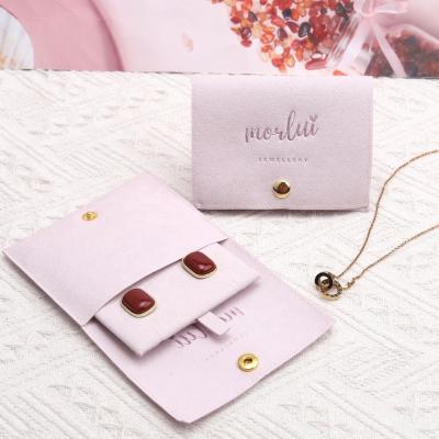 China Suede Envelope Microfiber Bag With Button Flap embossed Logo for sale