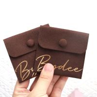 China Microfiber Jewelry Dust Bag with Snap Button Closure and Insert Pad 8x6 Inch for sale