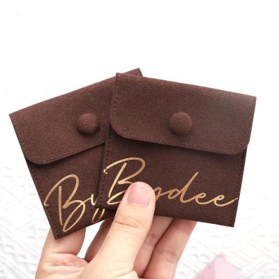 China Microfiber Jewelry Dust Bag Snap Button Bag With Insert Pad for sale