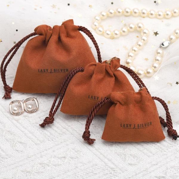 Quality Custom Logo Suede Jewelry Bag Luxury Necklace Earring Storage Drawstring Pouch for sale