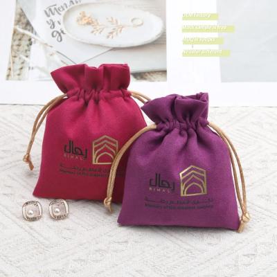 China Custom Printing Faux Suede Jewelry Bag Earring Ring Necklace Storage Pouch for sale