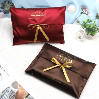 China Custom Logo Satin Hair Bag Envelope Dust Bag for Wallet Soft Hair Bundle Wig for sale