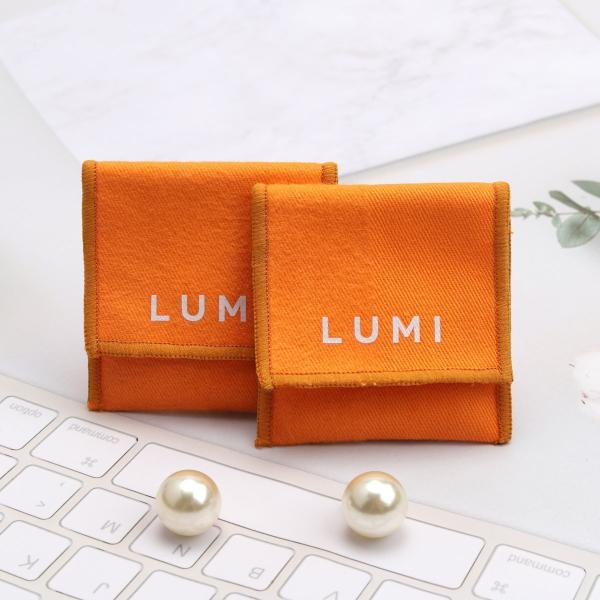 Quality Cotton Twill Envelope Dust Bag Custom Printed 8x8cm for Necklace Earring Ring Storage for sale