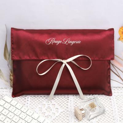China Red Satin Hair Envelope Pouch Underwear Clothes Handbag Packaging for sale