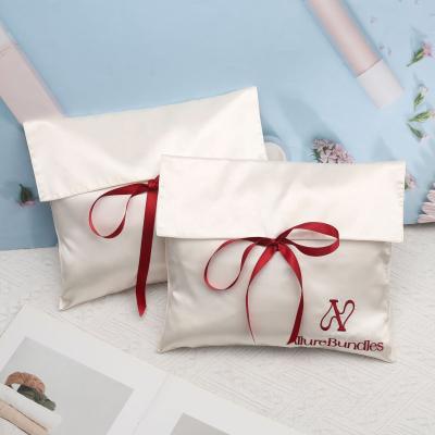 China Custom Satin Envelope Pouch for Packing Hair Luxury Silk Satin Lingerie Wig Dust Bag for sale