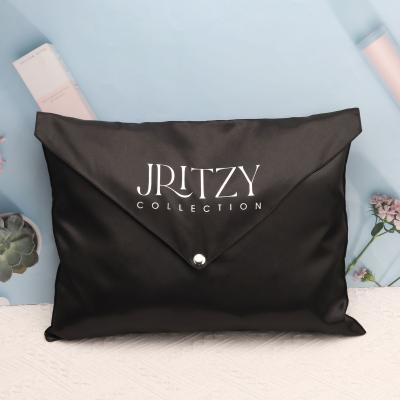 China Silk Satin Envelope Bag Custom Logo Bundle Wig Swimwear Packing With Button for sale