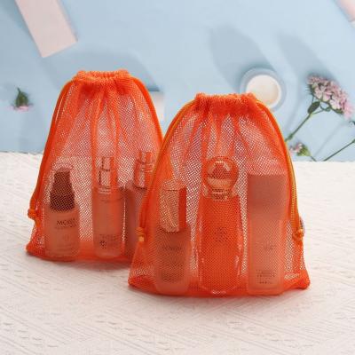 China Small Nylon Mesh Drawstring Bag Custom Logo Printed for Cosmetic Soap Storage for sale