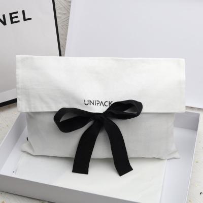China Custom Cotton Linen Flap Packaging Dust Bag with Logo Printed Gift Storage Envelope Cotton Pouch for sale