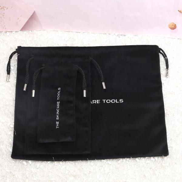 Quality Velvet Drawstring Shoe Bag Clothing Hat Dust Pouch Screen Printed With Bead for sale