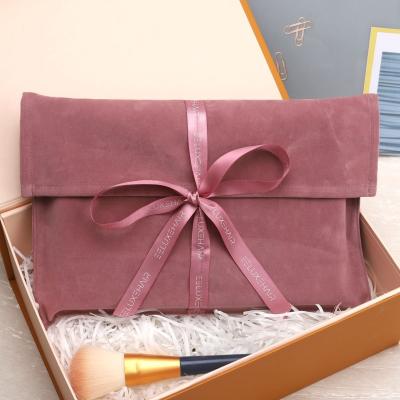 China Envelope Velvet Dust Bag With Ribbon Suede Cosmetic Dust Bag Custom Logo Printing for sale