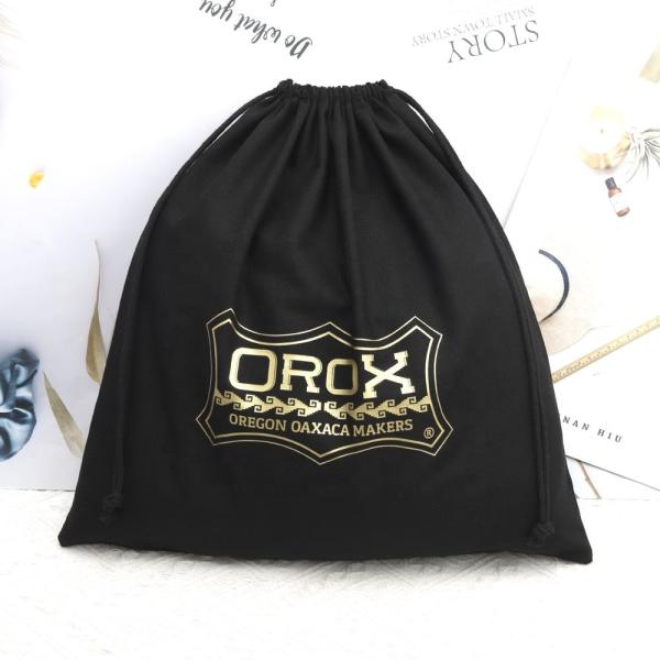 Quality Custom Logo Cotton Drawstring Shoe Bag Reusable For Handbag Clothes Black for sale