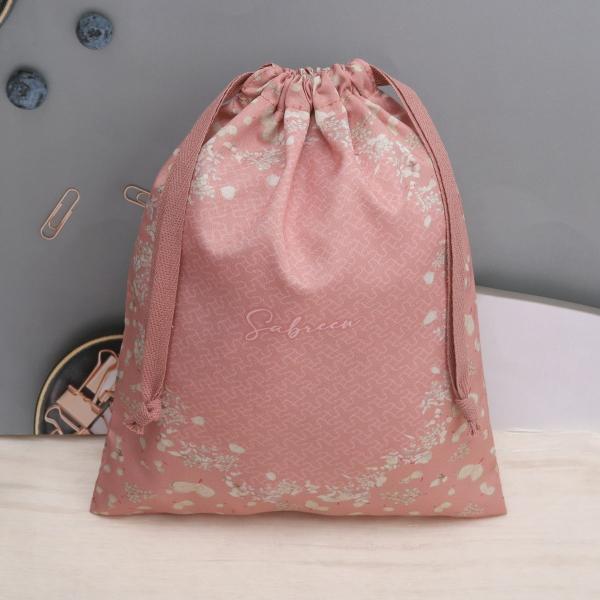 Quality Pink Hat Storage Muslin Dust Bag Custom Logo Printed Cotton Drawstring Bag for sale