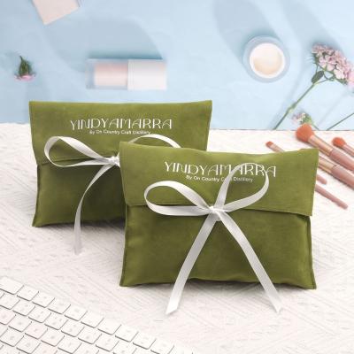 China Thick Luxury Velvet Envelope Pouch Custom Logo Printed 20x15 for sale