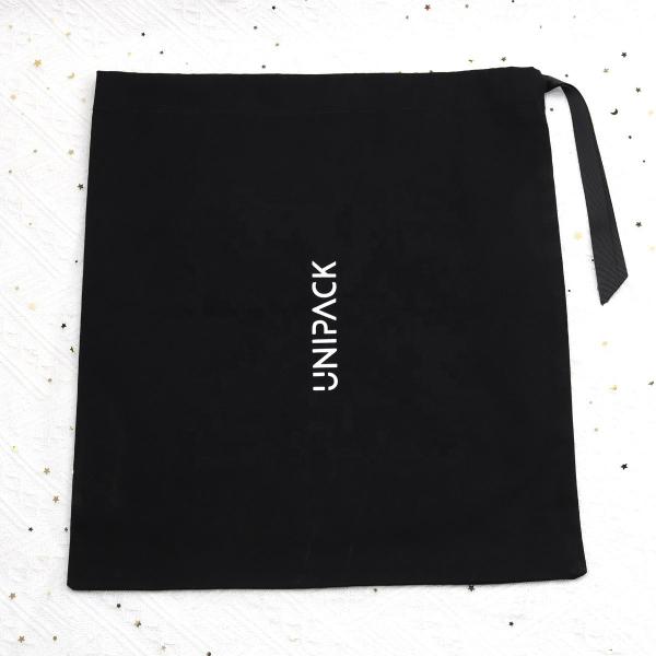 Quality Muslin Cotton Twill Drawstring Shoe Bag Black Foldable Custom 30x40 Inch for sale