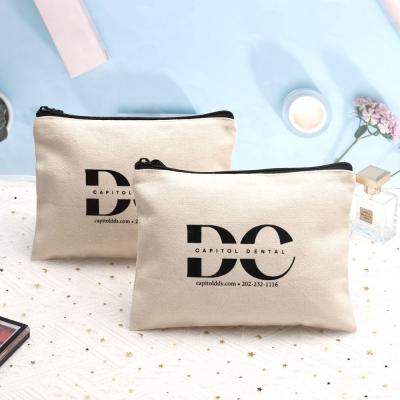 China Canvas Cosmetic Zipper Bag Custom Logo Printed Small Recyclable Makeup Pouch for sale