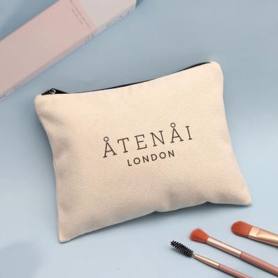 China Natural Canvas Cosmetic Zipper Bag Screen Printing Recyclable for sale