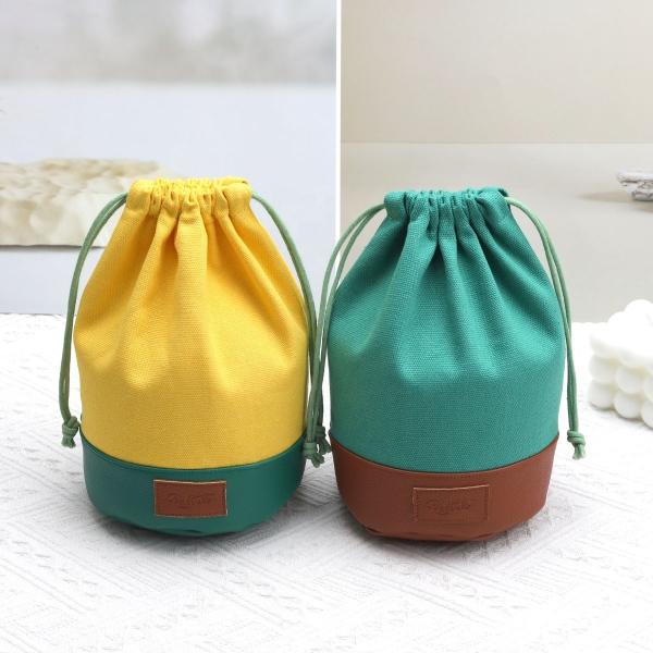 Quality Canvas Cosmetic Drawstring Cotton Dust Bag with Round Bottom for sale