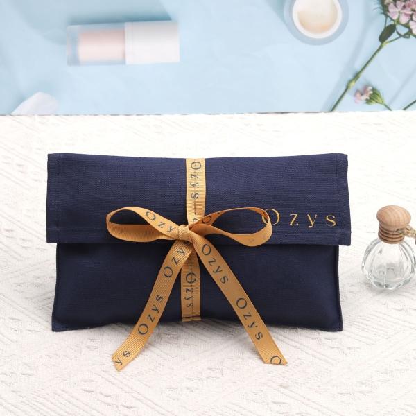 Quality Cotton Linen Envelope Flap Pouch Dustproof Cosmetic Handbag Packaging 30x20cm for sale