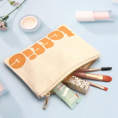 China Custom Printed Cotton Zipper Makeup Pouch Organic Recyclable Cotton Travel Bag for sale