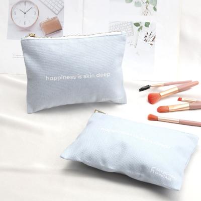 China Cotton Canvas Cosmetic Zipper Bags Customized Logo Printed 25x20 for sale