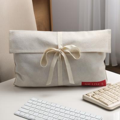 China Cotton Muslin Envelope Bag With Bow Protecting Clothes Wallet Handbag for sale