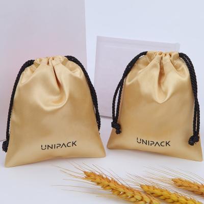 China Small Satin Drawstring Custom Dust Bag for Cosmetic Jewelry Hair Wig for sale