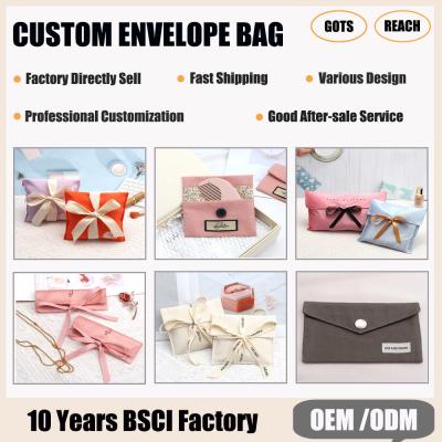 China Ribbon Herringbone Cotton Twill Envelope Dust Bag for Handbag Jewelry Comb Mirror Packing for sale