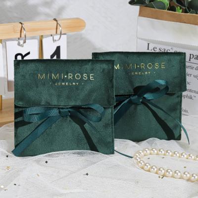 China Personalized Suede Envelope Gift Bag With Logo High End Suede Flap Packaging Pouch for sale