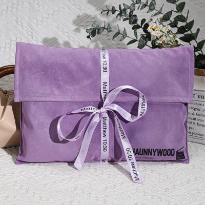 China Personalized Suede Envelope Gift Bag With Logo High End Suede Flap Packaging Pouch for sale