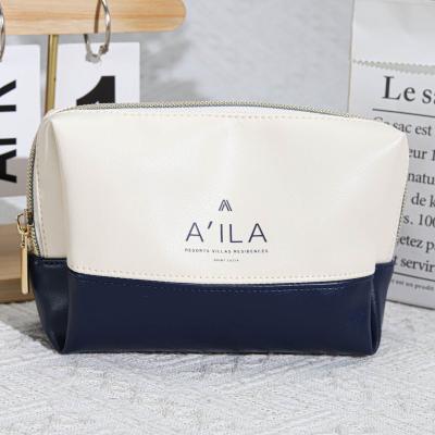 China Cosmetic Zipper Pu Leather Bag Waterproof Embossed Logo Printing for sale