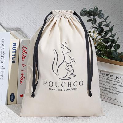 China Large Capacity Cotton Twill Clothing Handbag Storage Bag Custom Logo 100% Cotton Drawstring Dust Pouch for sale