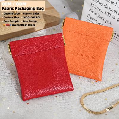 China 100pcs Custom Emboss Logo Pu Leather Magnet Pouch For Rings Earrings Bracelet Waterproof Pu Leather Jewelry Packaging Bag for sale