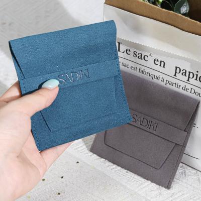 China Microfiber Jewelry Dust Bag Snap Button Bag With Insert Pad for sale