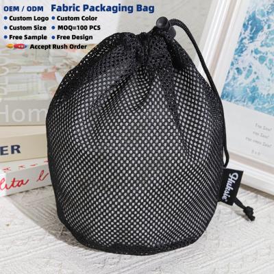 China Black Round Bottom Cotton Drawstring Pouch Custom Fabric Label Cotton Candle Bottle Skincare Storage Drawstring Bag for sale