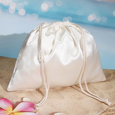 China Customized Luxury Faux Silk Underwear Handbag Storage Pouch White Soft Faux Silk Drawstring Dust Bag for sale