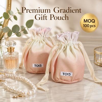 China Round Bottom Polyester Candle Packing Bag With Fabric Label Custom Logo Printing Polyester Drawstring Gift Pouch for sale