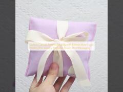 Cotton Canvas Enevelope Bag with Ribbon Bow Logo Printing for Jewelry Perfume Pouch Dust Packaging