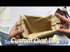 beige velvet soft drawstring dust proof bag costom logo for handbag