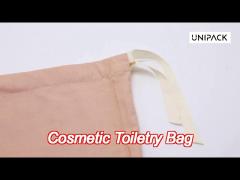 drawstring canvas cosmetic toiletry bag custom logo printed