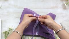 custom suede envelope pouch with ribbon