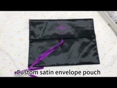 black satin envelope pouch with bow