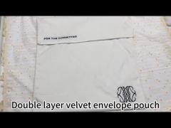 double layer white velvet envelope pouch with embroidery logo