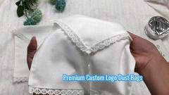 lace edge cotton linen envelope pouch with bow