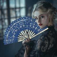 Quality New Fashion Bamboo Hand Fan Lace Printed Chinese Folding Fan for Weddings & for sale