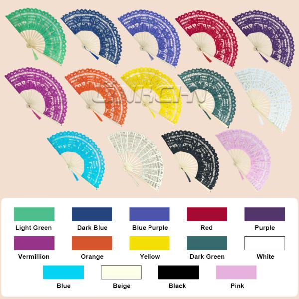 Quality High Quality 27cm Custom Lace Wedding Hand Fans with Bamboo Handle for sale
