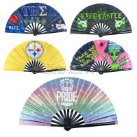 Quality Wedding Custom 27/33cm Large Hand Fan Bamboo Wood Folding UV Fan for Holiday for sale