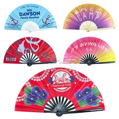 China 2025 Wholesale Big Clack Large Rave Personalized Custom Printed Logo Bamboo Hand Fan for sale