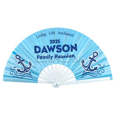 China 2025 Wholesale Big Clack Large Rave Personalized Custom Printed Logo Bamboo Hand Fan for sale