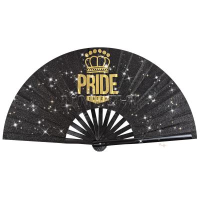 China 2025 Wholesale Big Clack Large Rave Personalized Custom Printed Logo Bamboo Hand Fan for sale